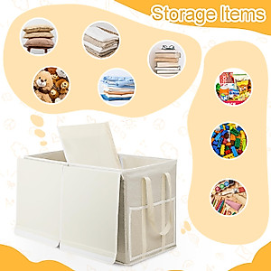 LOVSTORAGE Large Toy Box for Boys Girls Toy Chest Kids Toy Storage Organizer Collapsible Toy Storage Bin Basket with Two Mesh Pockets for Nursery Playroom Bedroom Living Room Organization