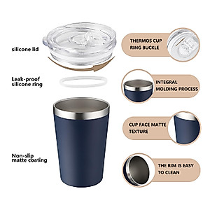 PriArring Stainless Steel Tumblers 12oz Double Wall Vacuum Travel Coffee Mugs for Home, Office, Outdoor