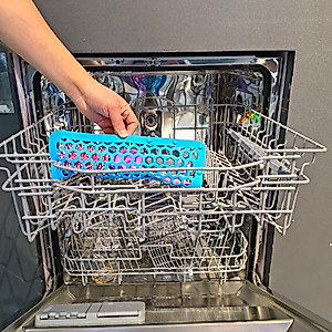 REVEX Silicone Baby Toy Dishwasher Bag,11.8"x7.9" Large Silicone Dishwasher Net for Toys Accessories and Pacifier (Blue)