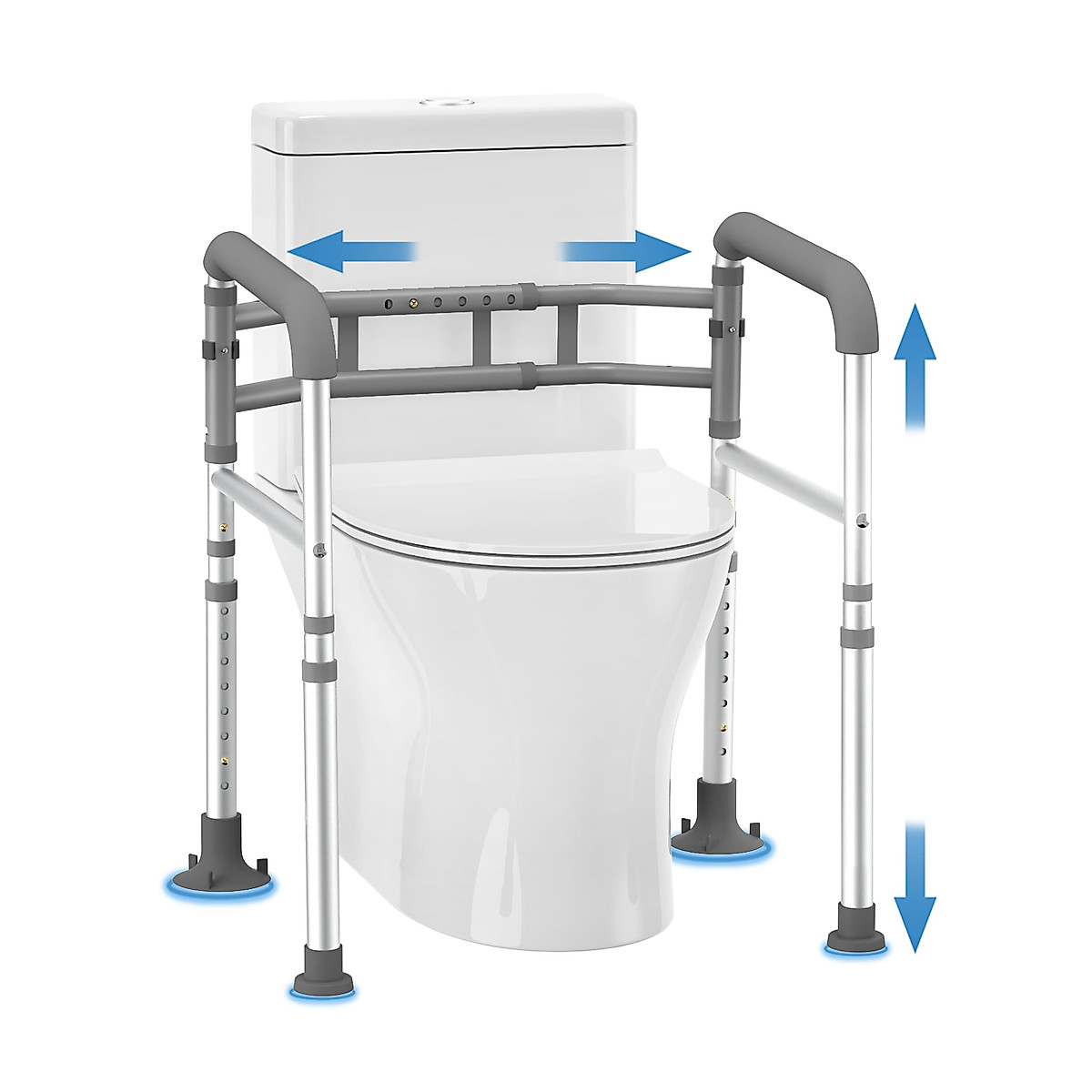 Delog Toilet Safety Rails 350 lb - Adjustable Toilet Safety Frame & Rails, Toilet Safety Rail for Elderly Adults, Toilet Handles for Seniors, Toilet Bars for Elderly & Handicap