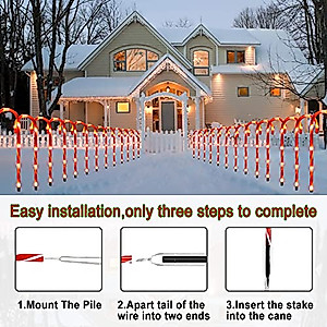 RED Lights Christmas Candy Cane Pathway Markers Lights with 8 Modes & Stakes, 22 Inch Christmas Lights Outdoor Christmas Decorations Xmas Candy Cane Christmas Decor for Walkway Yard Patio Lawn Garden