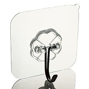 TLBX Adhesive Wall Hooks 22lb(10 Kg Max) Reusable Seamless Hooks, Waterproof and Oilproof, Bathroom Kitchen Heavy Duty Clear Hooks Transparent Sticky Wall Hanger 24 Pack