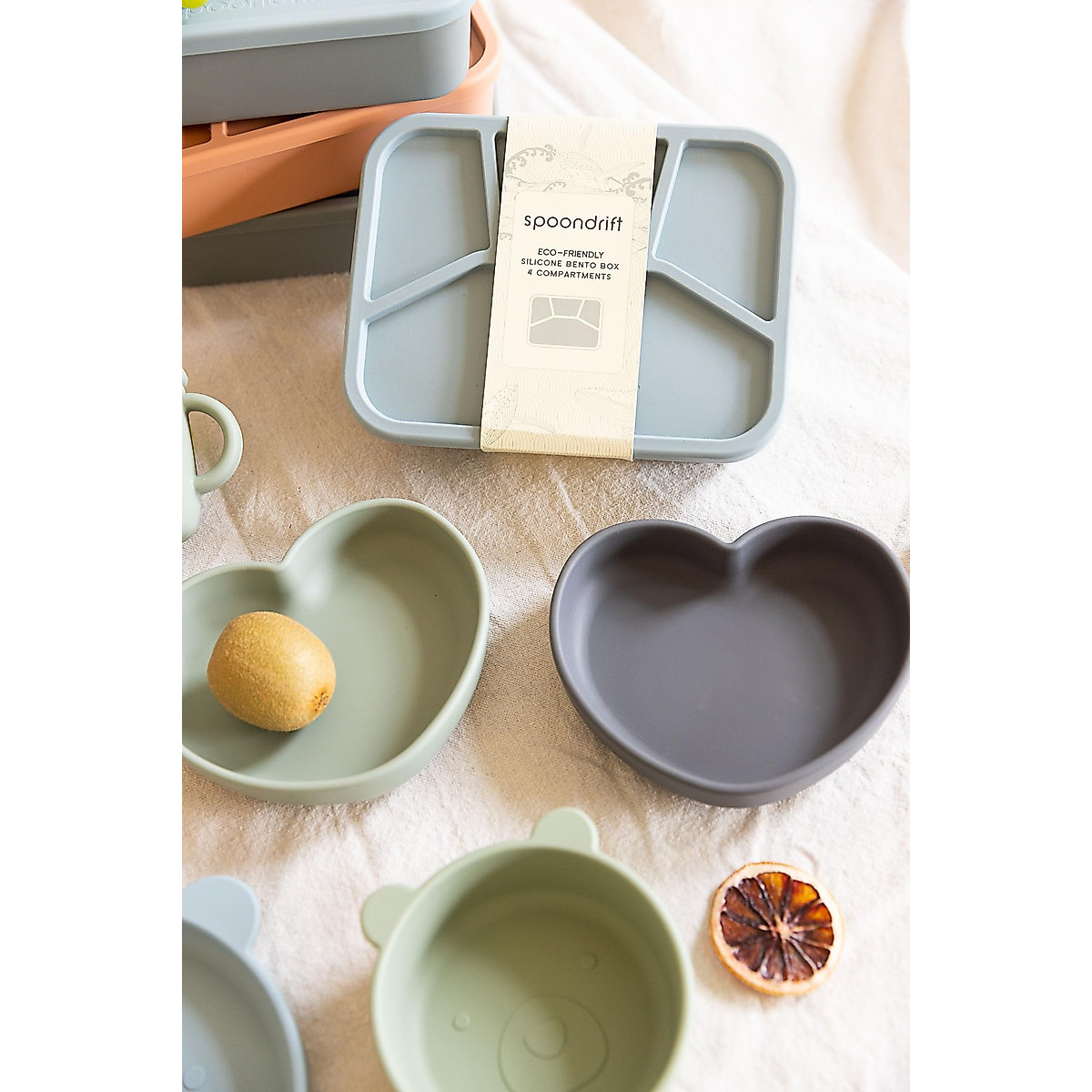 Spoondrift 100% Food Grade Silicone Suction Heart Plate | For Babies And Toddlers, BPA FREE, Diswasher Safe & Microwave Safe - Choose From 6 Colors (Sage)