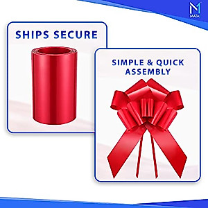 Mata1 Giant Car Bow (Red, 30 inch) Big Gift Wrapping Bow for Large Gift Decoration, Giant Indoor/Outdoor Bow with 2 Ribbon Tails and 2 Suction Cups (No Magnets that Scratch)