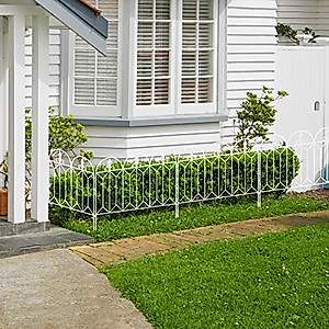 Amagabeli 5 Panels Decorative Garden Fence 10ft(L) x24in(H) Outdoor Fencing Folding Landscape Fencing Patio Flower Bed Border Edge Section Fences Animal Barrier White ET328