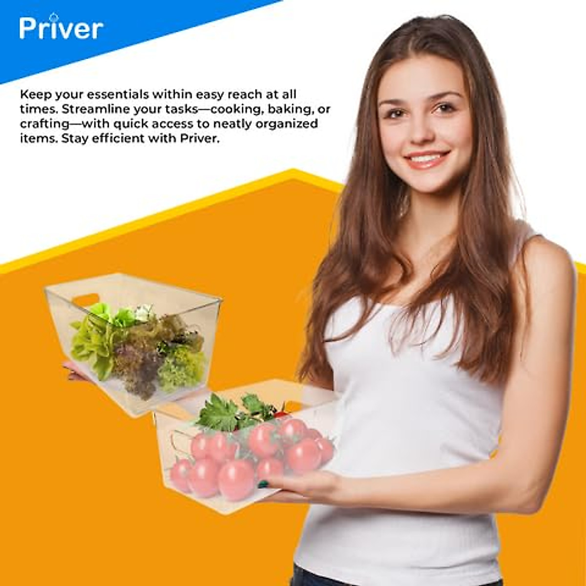 Refrigerator Organizers and Storage Containers - Efficient Kitchen Fridge Organization - Reusable Fridge Organizer Bins - Clear Refrigerator Storage Bins - 5.2’’ W x 9.3" L x 4.2" H (2 Pack)