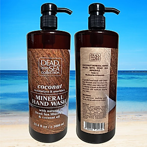 Dead Sea Collection Hand Soap Pump Coconut - Hand Wash Liquid with Dead Sea Minerals and Coconut Oil - All Skin Types Moisturizing & Nourishing - Pack of 2 (33.8 Fl Oz Each) - 67.6 Fl Oz