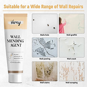 Verny Drywall Repair Kit, Spackle Wall Repair, Wall Mending Agent with Scraper, 8.5oz - Quick and Easy Solution for Filling Holes and Cracks in Home Walls, Plaster Wall and Wood Scratch Repair