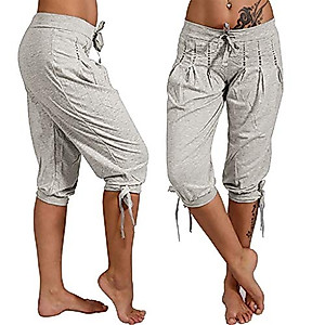 New Pants, Thenlian Fashion Women's Summer Damenloose Haremshose Capri Baggy Harem Pants (XL, Gray)