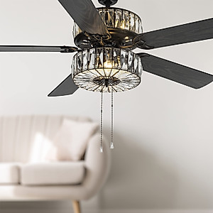 RIVER OF GOODS Glam 52 Inch Width Double-Lit LED Ceiling Fan, Clear