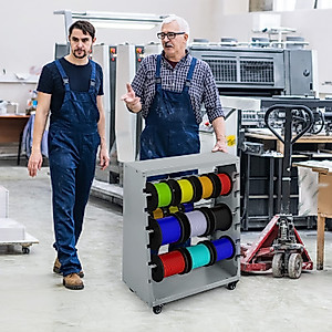 uyoyous Wire Spool Rack 29.5 x 25.2 Inch Cold-Rolled Steel Cable Dispenser Cart with Locked Wheels 6 Rods Electrical Wire Spool Storage Dispenser 300lbs Capacity for Industrial Workplace