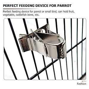 Ipetboom Bird Fruit Clips Bird Cage Food Holder Clips 4pcs Stainless Steel Parrot Fruit Vegetable Clips Bird Cage Feeder Clip for Budgie Parakeet Cockatoo Macaw Cockatiel Conure