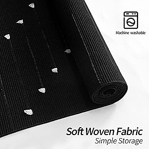 MitoVilla Boho Kitchen Runner Rug 2'x4.3', Black and White Hallway Rugs, Farmhouse Simple Geometric Bath Mat with Tassel, Washable Cotton Woven Living Room Rug