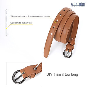 WERFORU 2 Pack Women Leather Belt Waist Skinny Dress Belts Solid Pin Buckle Belt for Jeans Pants