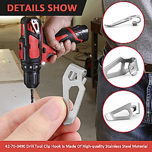 Belt Clips for Milwaukee, 4pcs 42-70-0490 Drill Tool Clips Hook Kit with Screws for Milwaukee Hex Screwdrive, Drill Driver, 12 Volt Power Tools