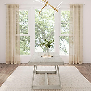 Plank+Beam 72 Inch Farmhouse Dining Table, Large Wooden Rectangular Dinner Table for Dining Room, Home Office, Living Room Furniture, Easy Assembly, White Sand Wirebrush