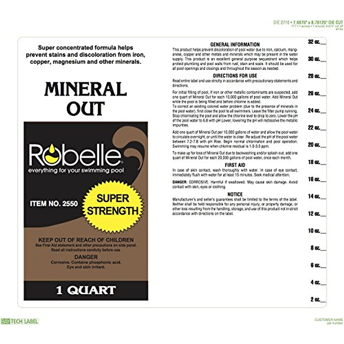 Robelle 2550-12 Mineral Out Stain Remover for Swimming Pools, 1-Quart, 12-Pack