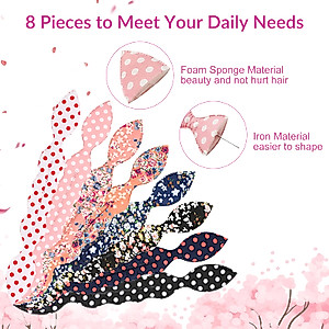 XieNie Hair Bun Makers 8PCS, French Twist Donut Maker Magic Fabric and Foam Sponge Hair Styling Tools for Women Girls, 4 Dotted+4 Floral, Accessories for Everyday Wear and Occasions