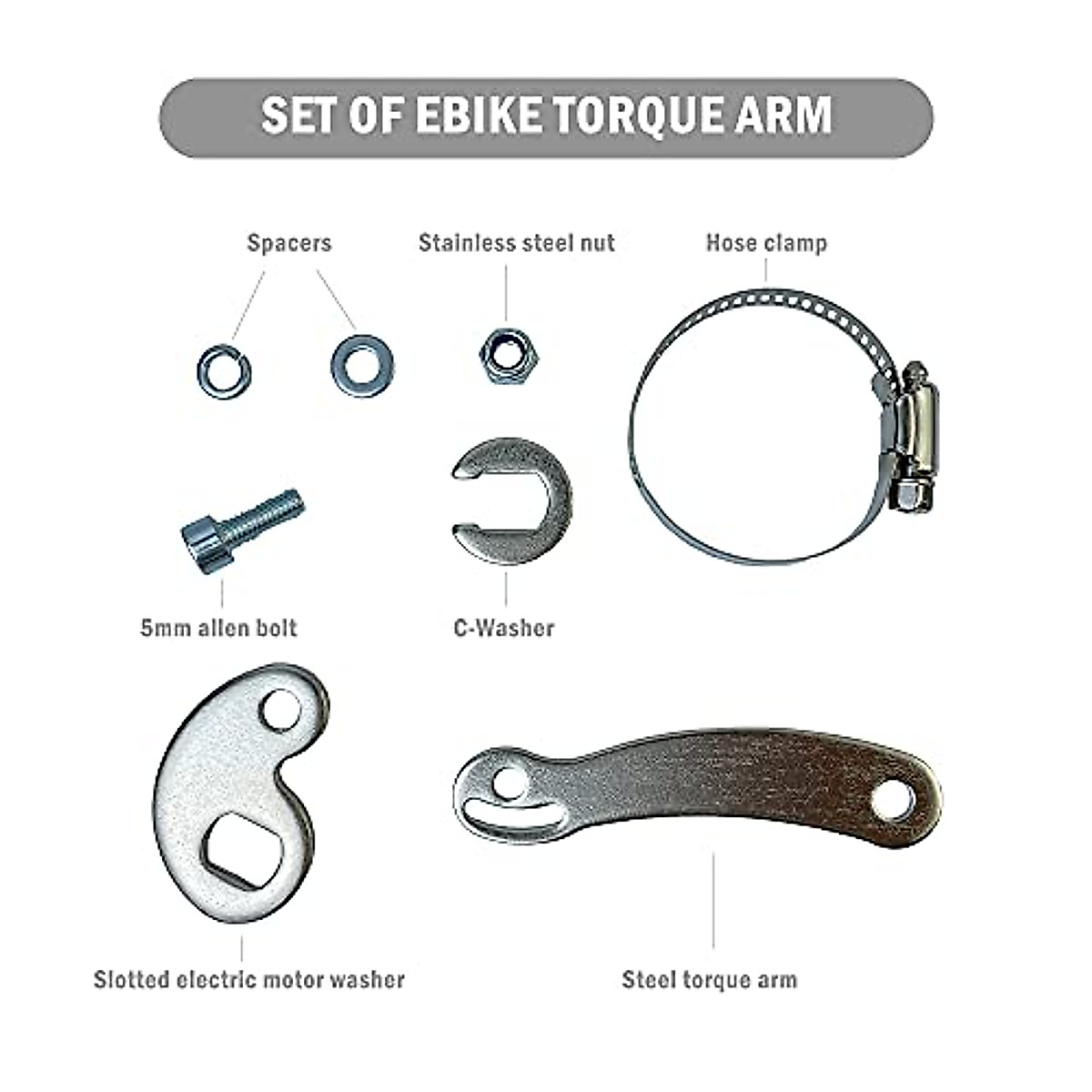 BEISGUANGS Electric Bike Accessories Universal Torque Arm Conversion Kit for ebike Front or Rear Hub Motor Wheel E Bike kit Easy Install Reinforcement