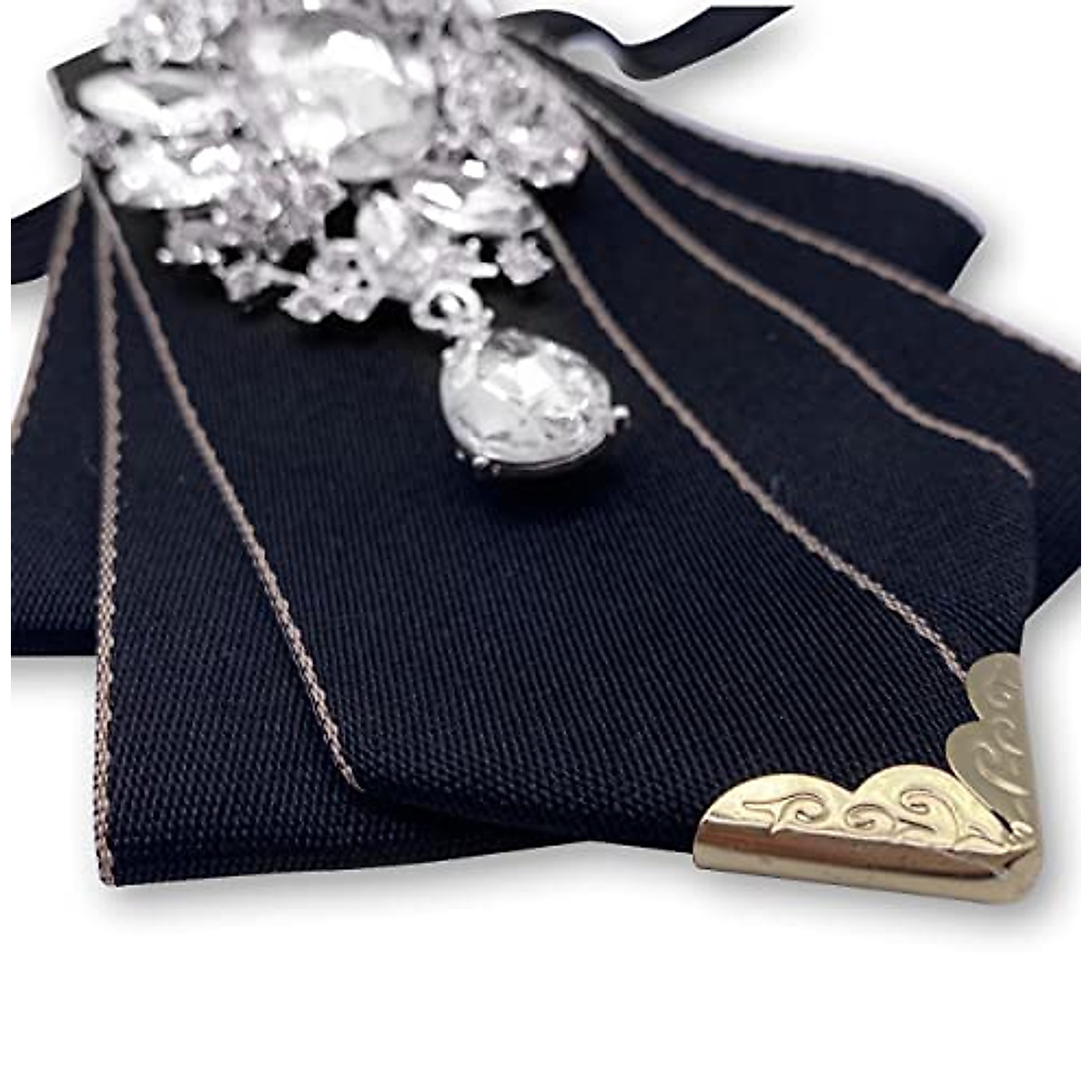 MOHSILY Vintage Crystal Bow Tie Adjustable Black Bow Tie for Men Wedding Party Bowtie