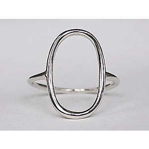 SOVATS Long Open Circle Ring for Women 925 Sterling Silver Rhodium Plated - Simple, Stylish &Trendy Nickel Free Ring, Size 7