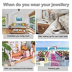 MOMNGNE Mirrored Glass Jewelry Box with 3 Drawer, Multi-layer Crushed Diamond Glass Mirrored Jewelry Box for Women,Mothers Day Gift