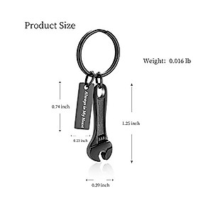 shajwo Cremation Jewelry Wrench Urn Keychain for Ashes Memorial Keepsake Urns for Human Ashes Keyring,Keychain-Black（1.25“0.39”）