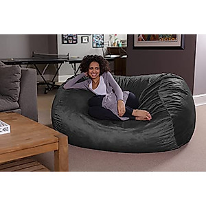 Sofa Sack - Plush Bean Bag Sofas with Super Soft Microsuede Cover - XL Memory Foam Stuffed Lounger Chairs For Kids, Adults, Couples - Jumbo Bean Bag Chair Furniture - Charcoal 6'