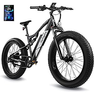 FIOTAS ReAspire Electric Bikes Adult 750W BAFANG Motor Ebike 48V 16Ah Lithium Battery 26'' Fat Tire E Bikes 50 Miles Mountain Snow Beach Electric Bicycle Dual Shock Absorbers Shimano 8-Speed (Black)