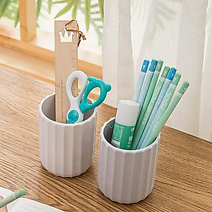 Cooyeah Silicone Pencil Holder, 3Pcs Geometric Pencil Holder Creative Design Silicone Pen Cups Desktop Stationery Organizer Pen Container for Office Home School Makeup Brush Holders 3x3.75 Pencil Cup