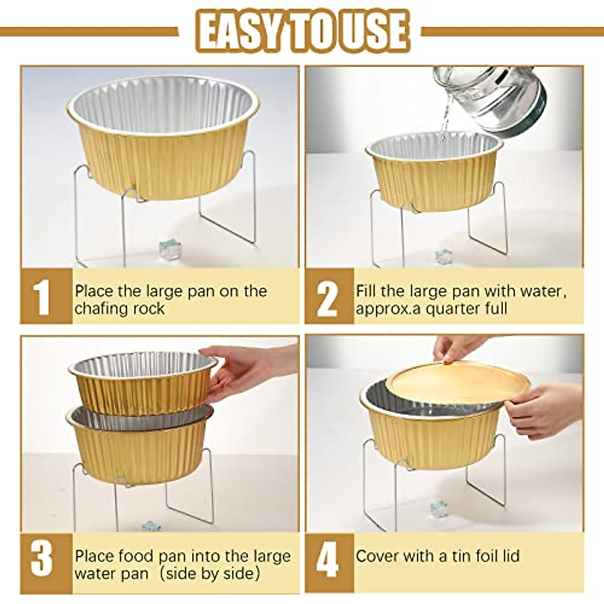 6 Set Disposable Chafing Dishes Buffet Set Chafer Wire Racks Stand Kit Dish Serving Trays Food Warmer Catering Supplies Include Chafer Pans Serving with Utensils and Buffet Stand for Party