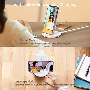 3 in 1 Wireless Charger for iPhone, Fast Charger Stand Dock for Multiple Devices, Wireless Charging Station for iPhone 14/13/12/SE/X/XR/XS, iWatch Series 8/7/6/5/4, AirPods 3/2/Pro, and More