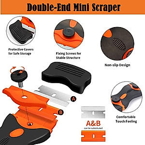 Razor Blade Scraper, 3PCS Putty Knife Tools 30 PCS Plastic Metal Blades, Kitchen Glass Window Floor Scraper for Cleaning Sticker Decal Paint Decal Adhesive Caulk Remover