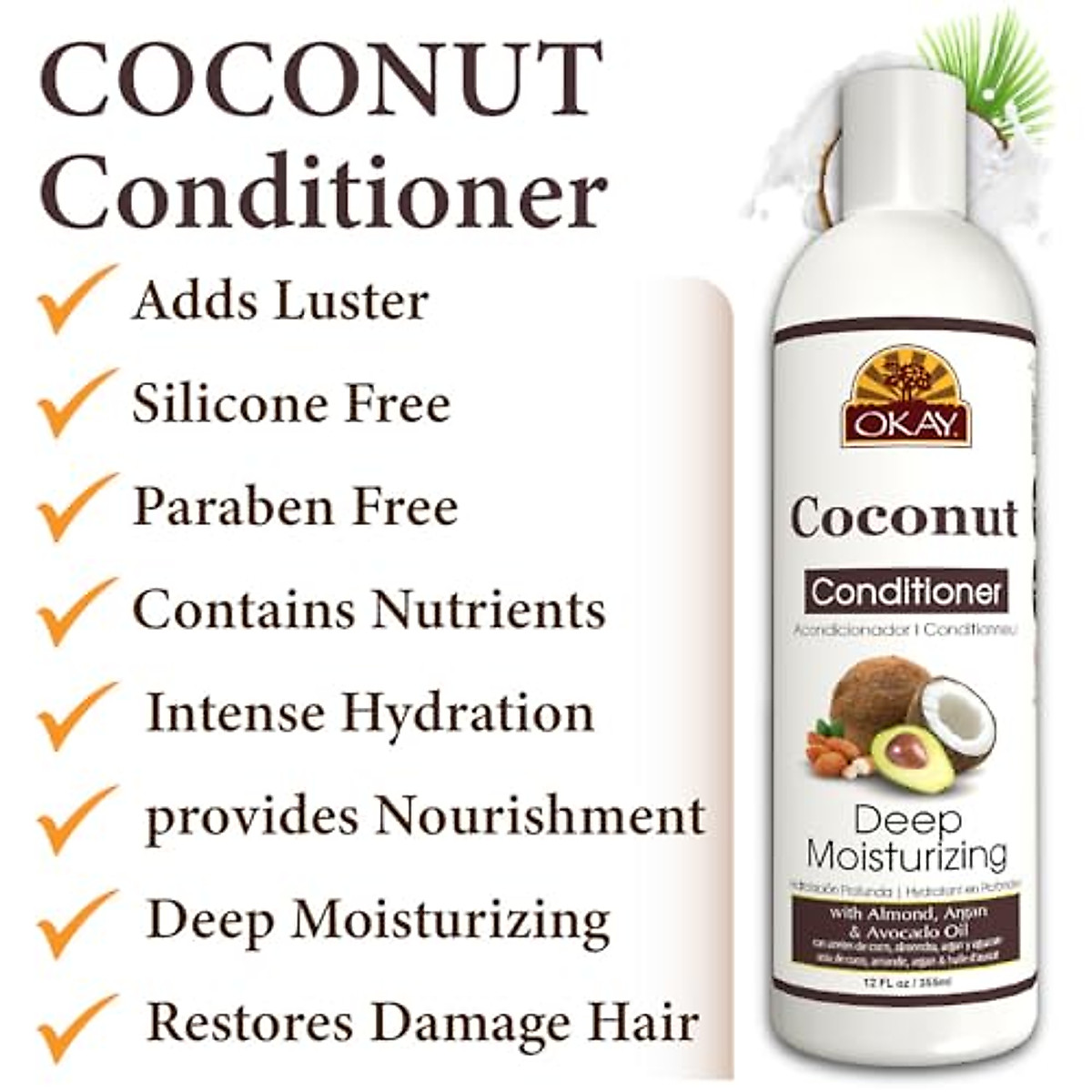 Okay Coconut Deep Moisturizing Conditioner, 12 Fl Oz