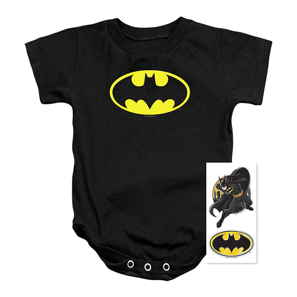 Popfunk Batman Classic Logo Baby Onesie Bodysuit, Black (6 Months)