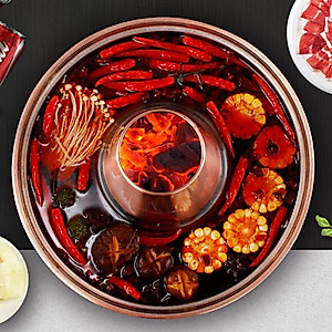 304 Stainless Steel Copper Hot Pot,Old Beijing Charcoal fire Boiler Outdoor Cooker Picnic Cooker Multi-Person Hot Pot,Silver,32cm