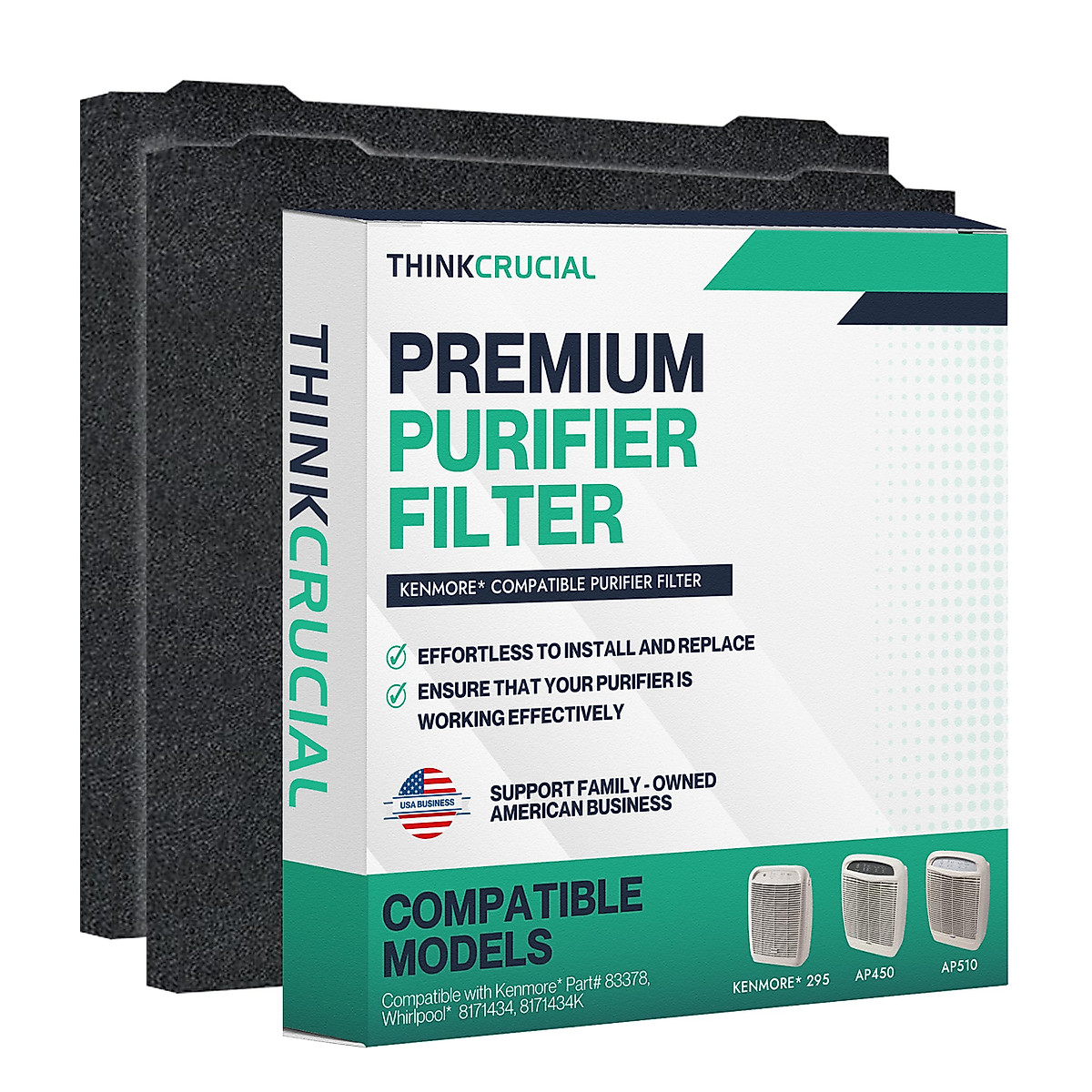 Crucial Air Replacement Air Purifier Filter & Carbon Filter - Compatible with Whirlpool Part # 1183054, 1183054K, 8171434K – Fits Whirlpool WP1000, WP500, AP25030K, AP51030K, AP45030K, AP510 (1 Pack)