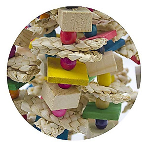 EBaokuup Large Parrot Chewing Toy - Bird Parrot Blocks Knots Tearing Toy Bird Cage Bite Toy for African Grey, Macaws Cockatoos, and a Variety of Amazon Parrots (Large)