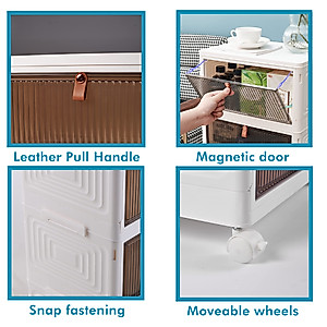 32Qt Plastic Storage Bins Organizer 4 Tier, Stackable Bins for Storage, Storage Boxes with Lids, Storage Containers Organizer for Bedroom Living Room Kitchen Study Office, Durable Folding Storage Boxe