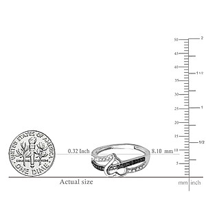 Dazzlingrock Collection Round 0.15 Carat Black & White Diamond Heart Promise Engagment Ring for Women in 14K Solid White Gold Size 7.5