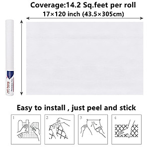 Arthome 17''x120'' White Wood Contact Paper Peel and Stick Self-Adhesive Wallpaper,Decorative Vinyl Film for Countertop Cabinets Furniture Surface and Wall Coverling,Easy to Clean Removable