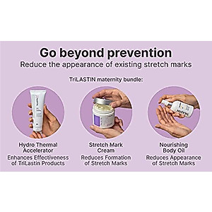 TriLASTIN Maternity Stretch Mark Bundle with Nourishing Body Oil and Hydro-Thermal Accelerator | 1 Month Supply of All-Natural, Paraben-Free, and Hypoallergenic Skincare Products