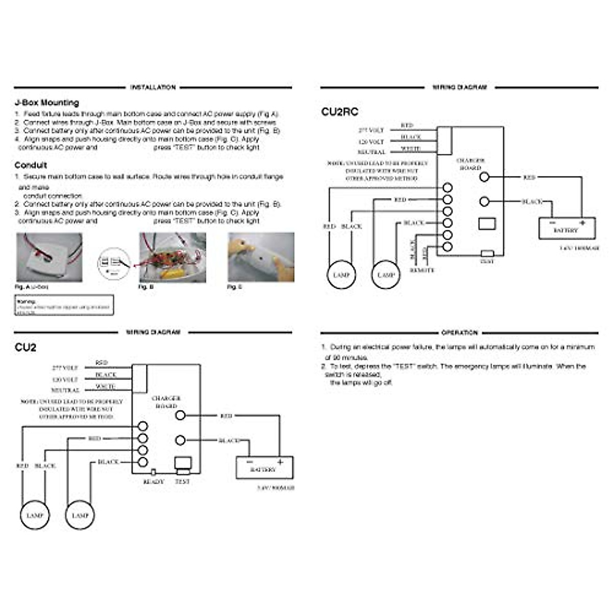 HUBBELL CU2B CU2 Series Commercial Battery Backup, LED Emergency Lighting Fixture with Twin Adjustable Heads, 90-Minute Runtime, UL924 Listed for Damp Locations, 120-277V, Black