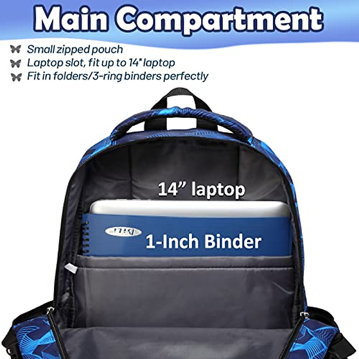 BLUEFAIRY Kids Backpack Boys Elementary School Bags Primary Middle School Book Bags Sturdy for Teens Chlid Lightweight Durable Travel Gifts Mochila para niños 17 Inch (LINE-BLUE)