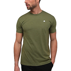 INTO THE AM Men's Fitted Crew Neck Logo Basic Tees - Modern Fit Fresh Classic Short Sleeve T-Shirts for Men (Olive Green, Large)