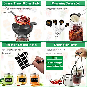 Canning Kit, Canning Supplies Starter Kit, Food Grade Stainless Steel Canning Set for Beginner,Canning Essential Tools for Water Bath & Pressure Canner, Canning Accessories Equipment for Pot, Black