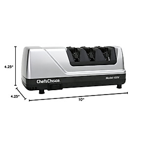 Chef’sChoice Trizor 15XV Professional Electric Knife Sharpener for Kitchen Knives with Diamond Abrasives and Precision Angle Guides, 75db, 3 Slots, Gray