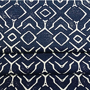 Faux Roman Valance Custom Made in Navy & Natural Trellis Print 100% Cotton Canvas Fabric. Fully Lined. Cordless. Ready to Hang