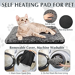 Photect 4 Pack Self Warming Cat Bed Self Heating Dog Cat Pad Extra Warm Thermal Cat Pad Washable Pet Kennel Pad Crate Bed Mat Removable Cover Non Slip for Indoor Outdoor Pets(Gray,16 x 20 Inch)