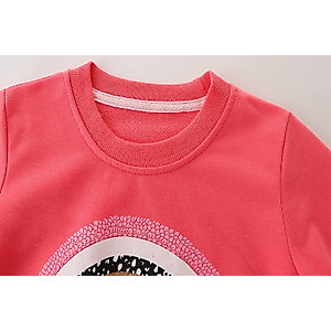 Bumeex Toddler Girl's Sweatshirt Clothes Outfit,Rainbow Crewneck Christmas Clothing Pink 3t
